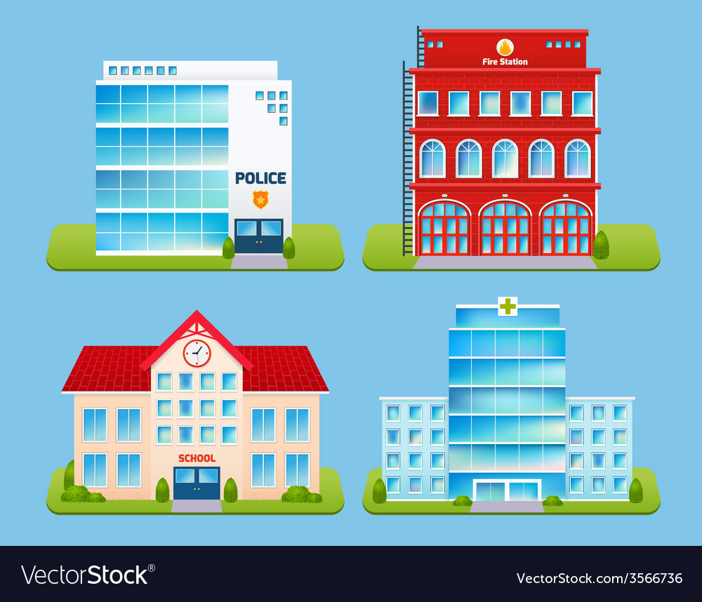 Buildings Emblems Set Royalty Free Vector Image