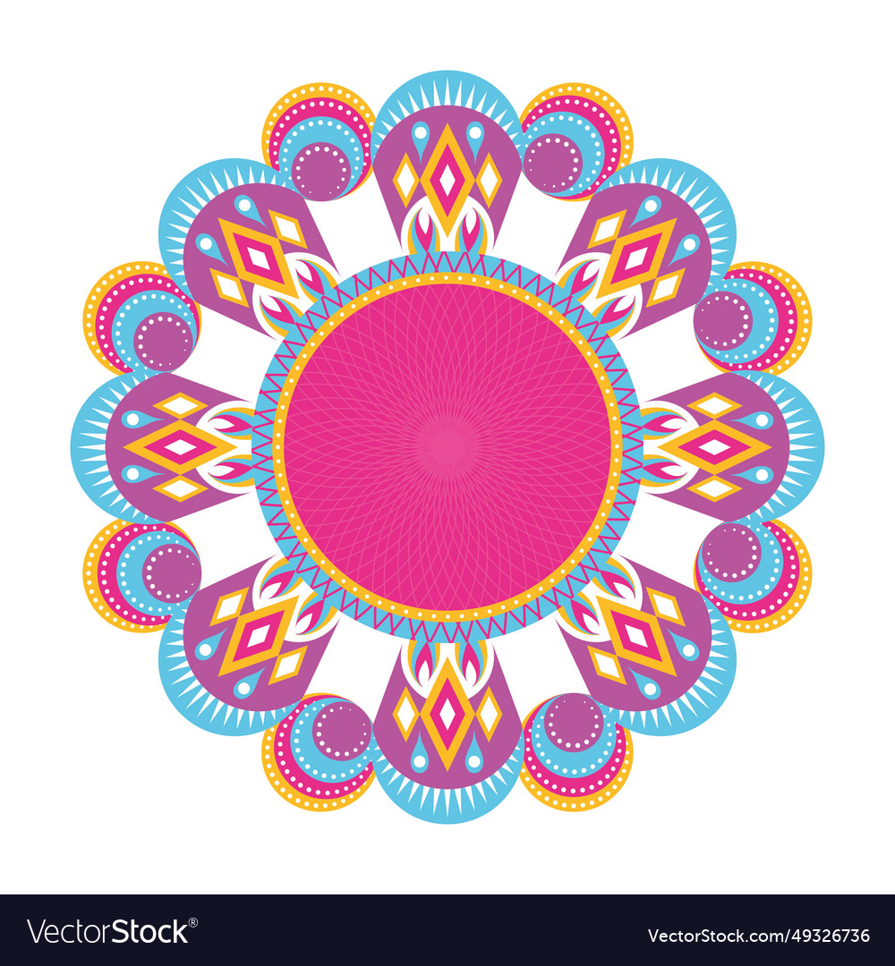 Colored mandala pattern Royalty Free Vector Image