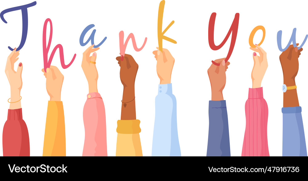 Hands holding appreciation thankful female Vector Image