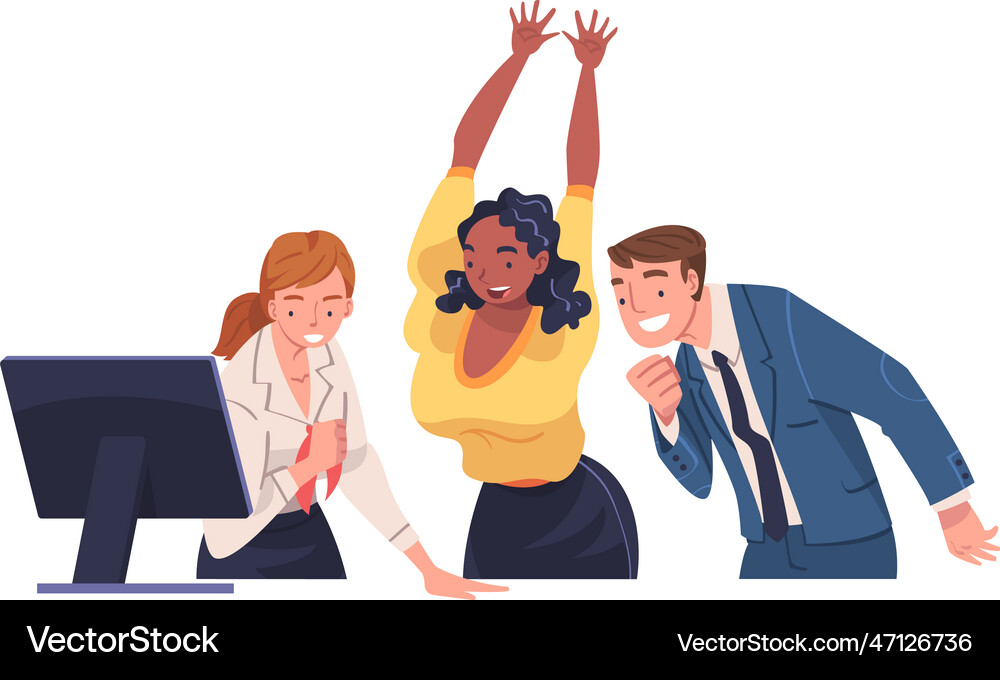 Lucky people character celebrating success Vector Image