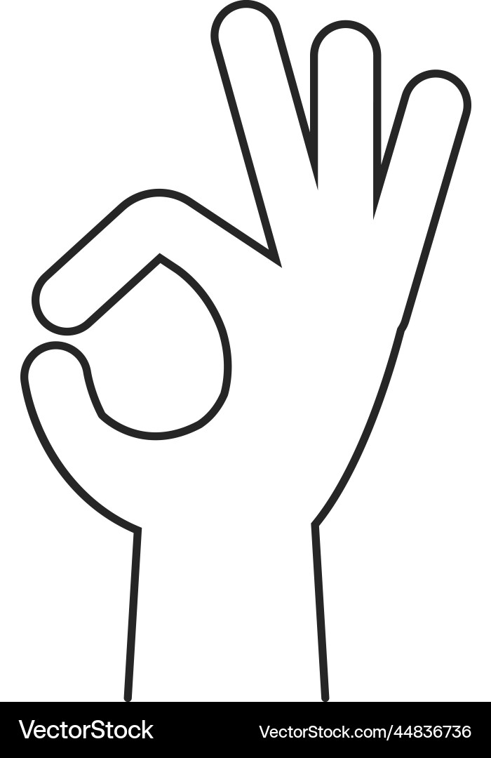 Ok sign hand gesture black line icon Royalty Free Vector