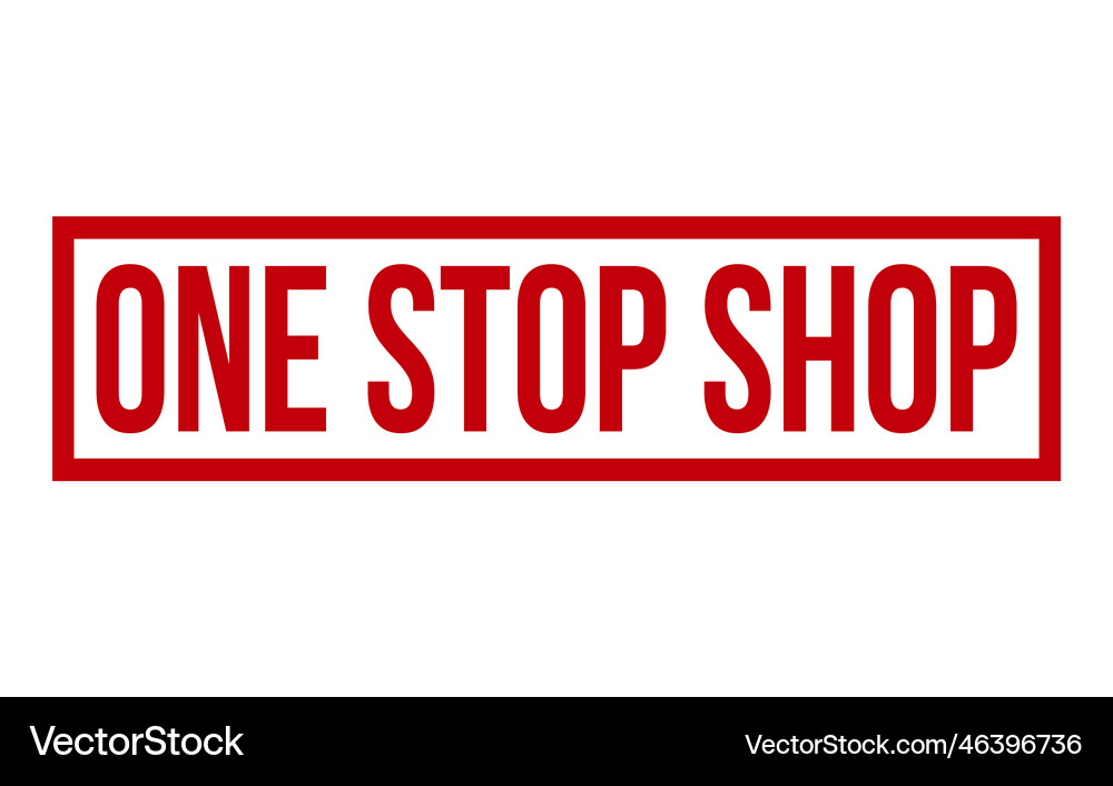 Red one stop shop rubber stamp seal Royalty Free Vector