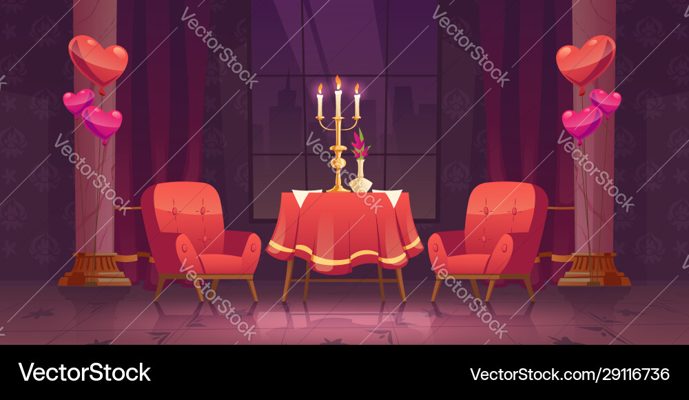 Romantic dinner in restaurant in valentines day Vector Image