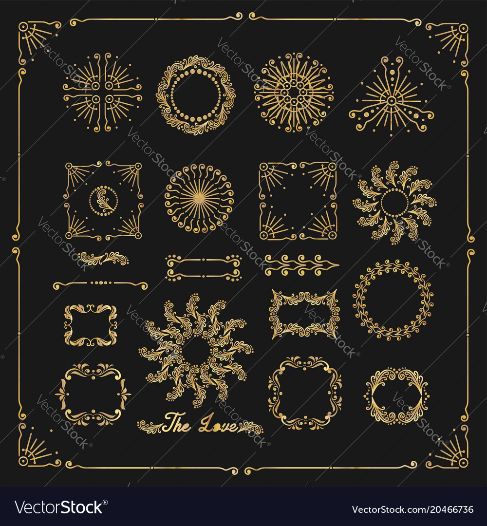 Set decorative elements border frame Royalty Free Vector