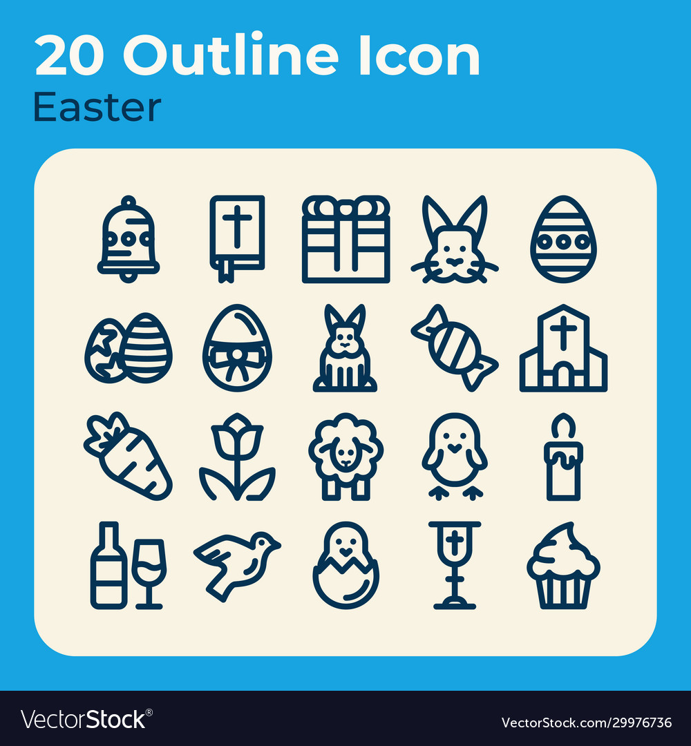 Set easter icon theme bundle decorative Royalty Free Vector