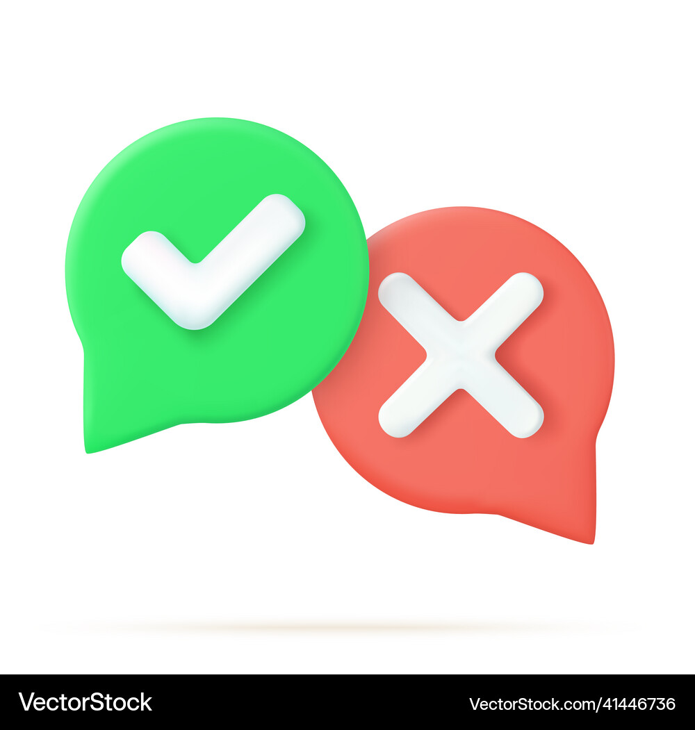 Tick check mark and cross symbols Royalty Free Vector Image