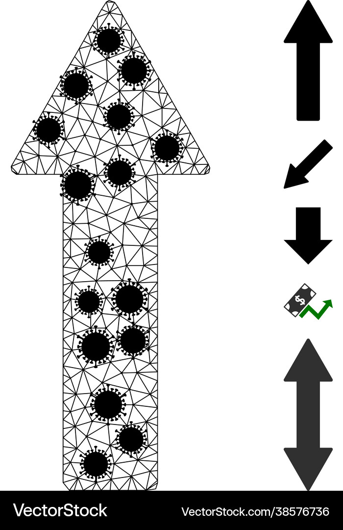 Up arrow carcass mesh pictograph with infectious Vector Image