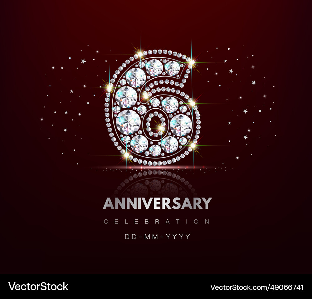 Birthday numbers anniversary six realistic Vector Image