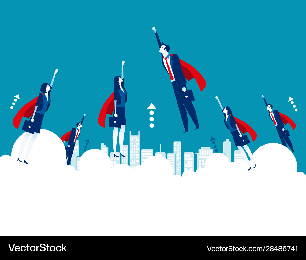 Business heroes flying goal concept Royalty Free Vector