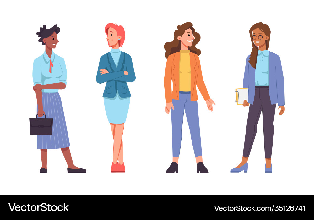 Business women different races managers clients Vector Image