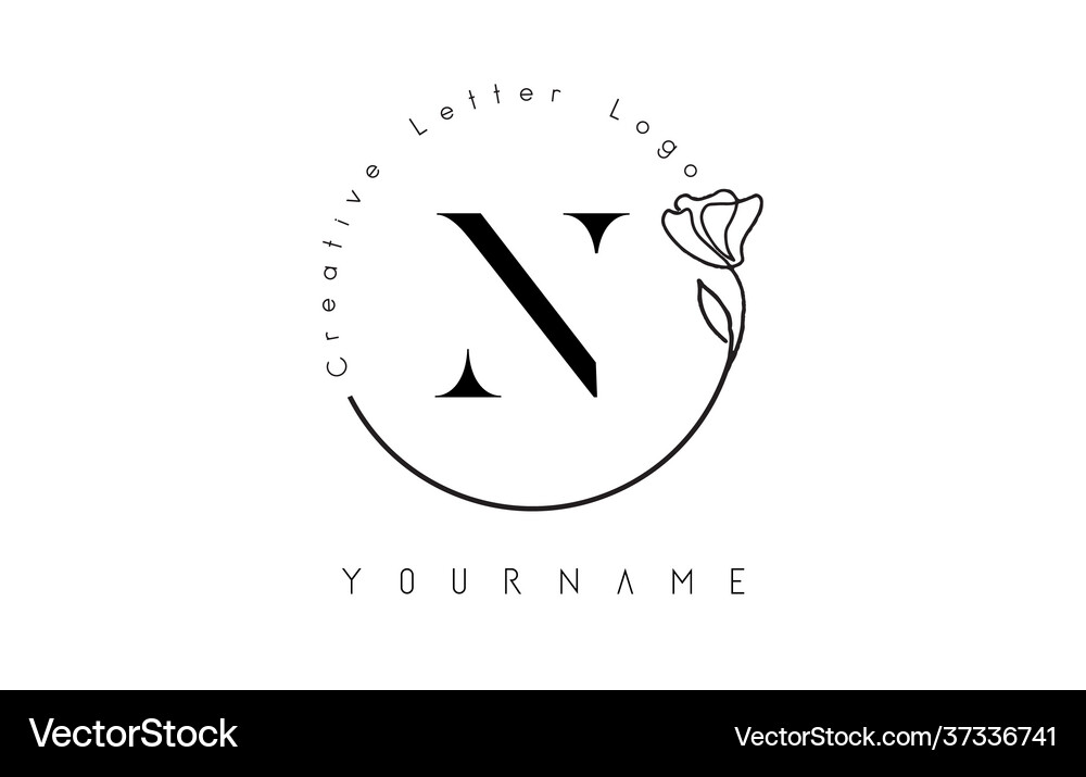Creative initial letter n logo with lettering Vector Image
