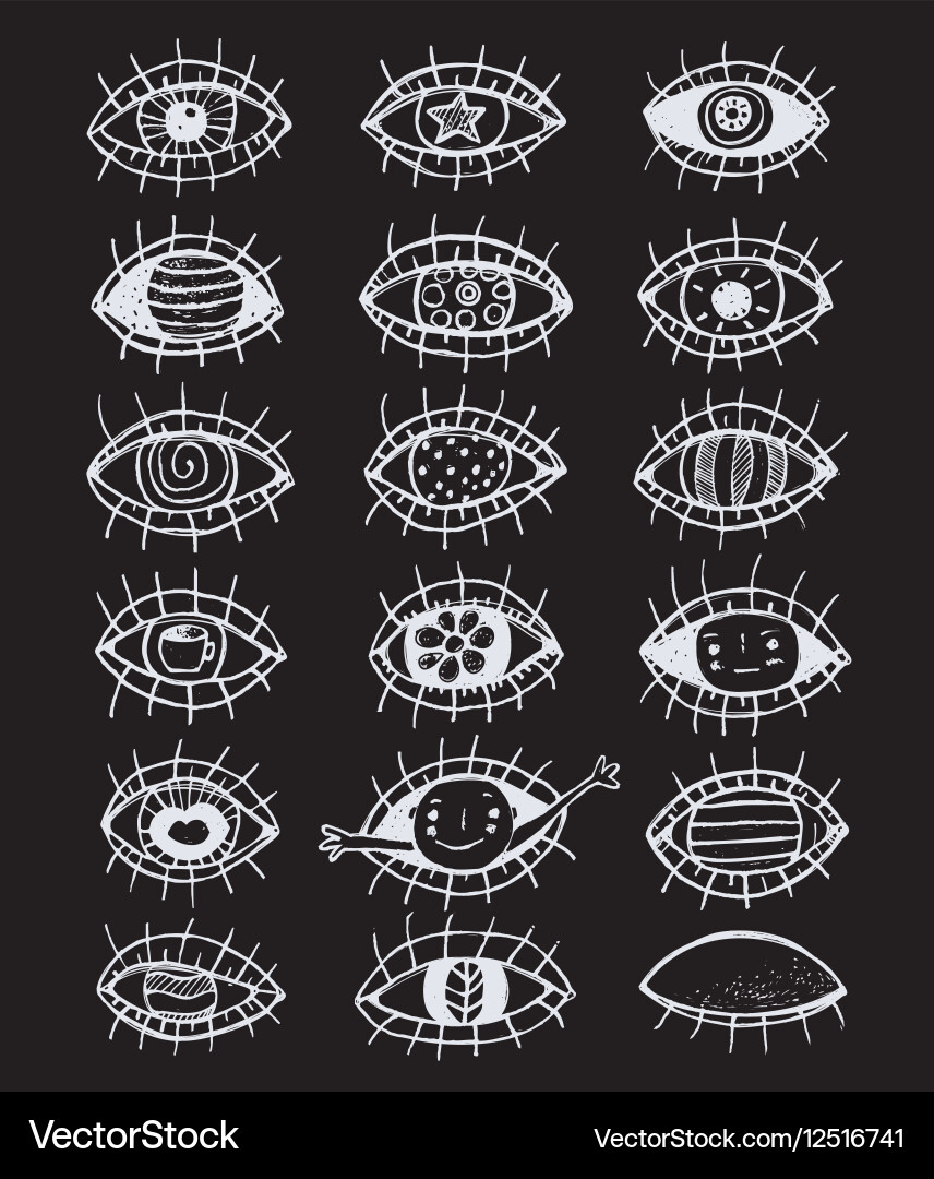 Eyes sketchy hand drawn outline collection on Vector Image