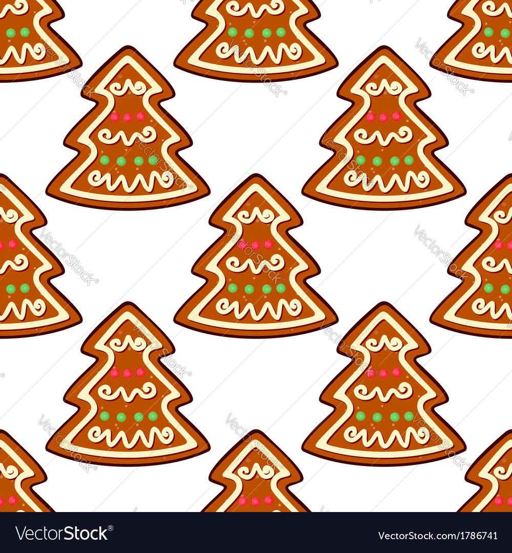 Gingerbread new year tree seamless pattern Vector Image