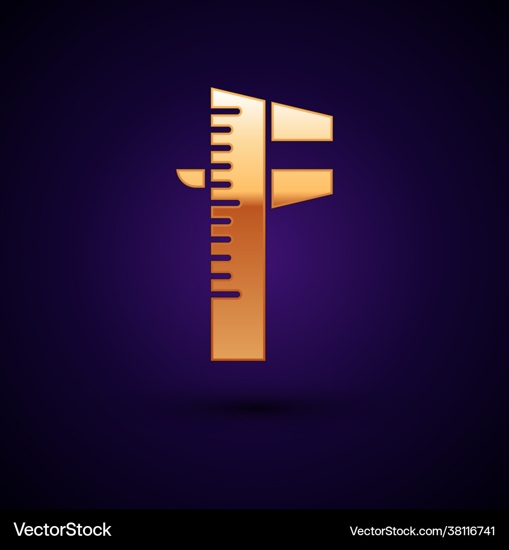 Gold calliper or caliper and scale icon isolated Vector Image