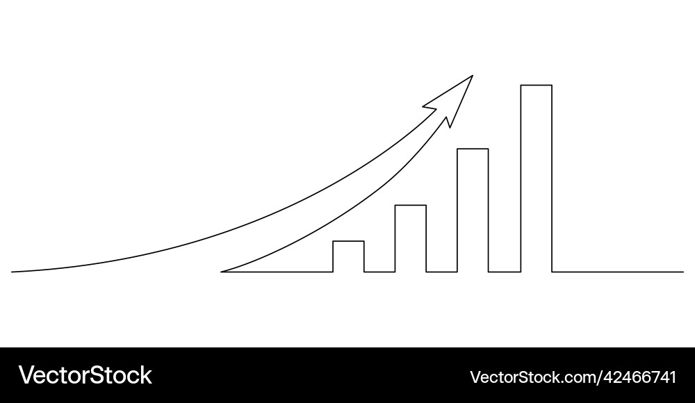 One continuous line drawing of increasing up arrow