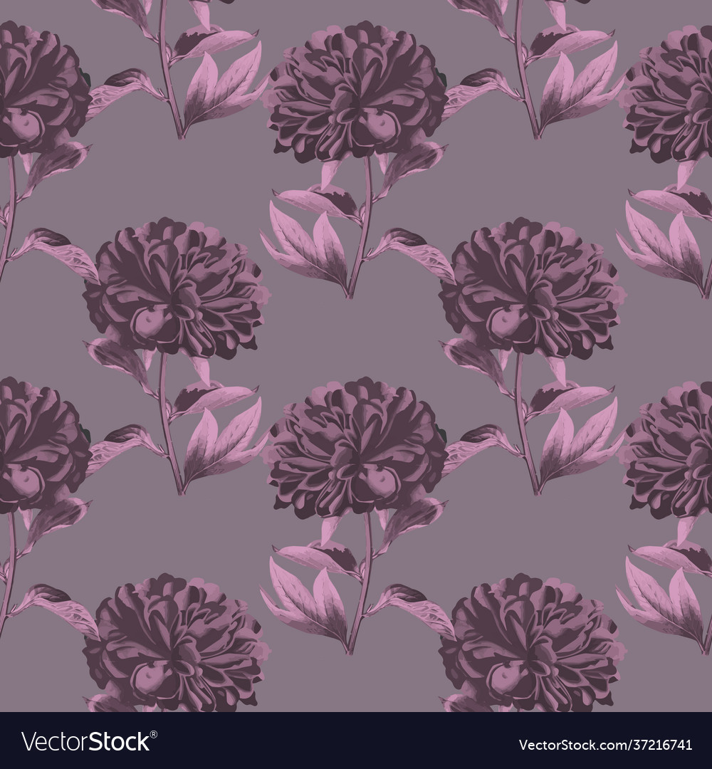 Peony floral pattern seamless repeating pattern Vector Image