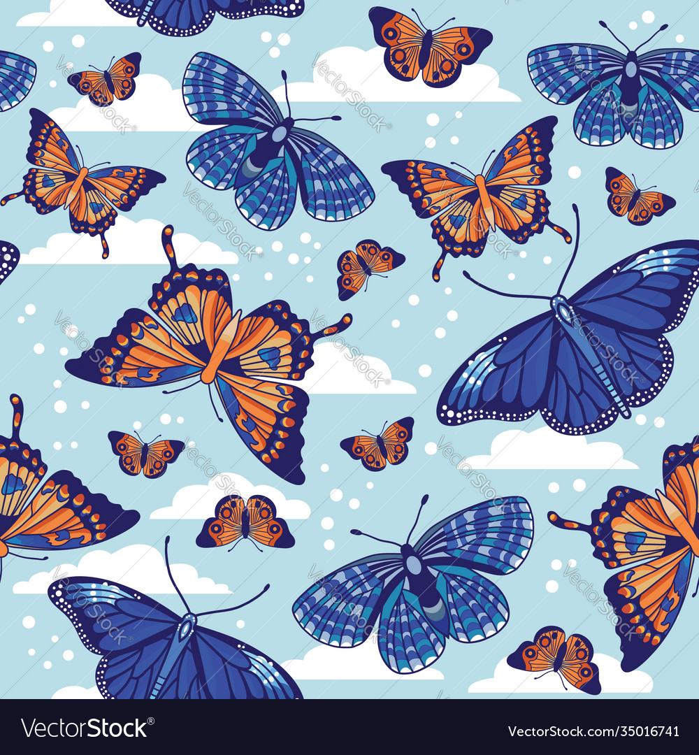 Seamless pattern with butterflies Royalty Free Vector Image