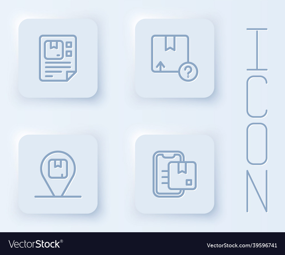 Set line waybill carton cardboard box location Vector Image