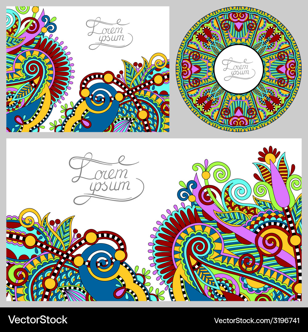 Set of floral decorative background template frame