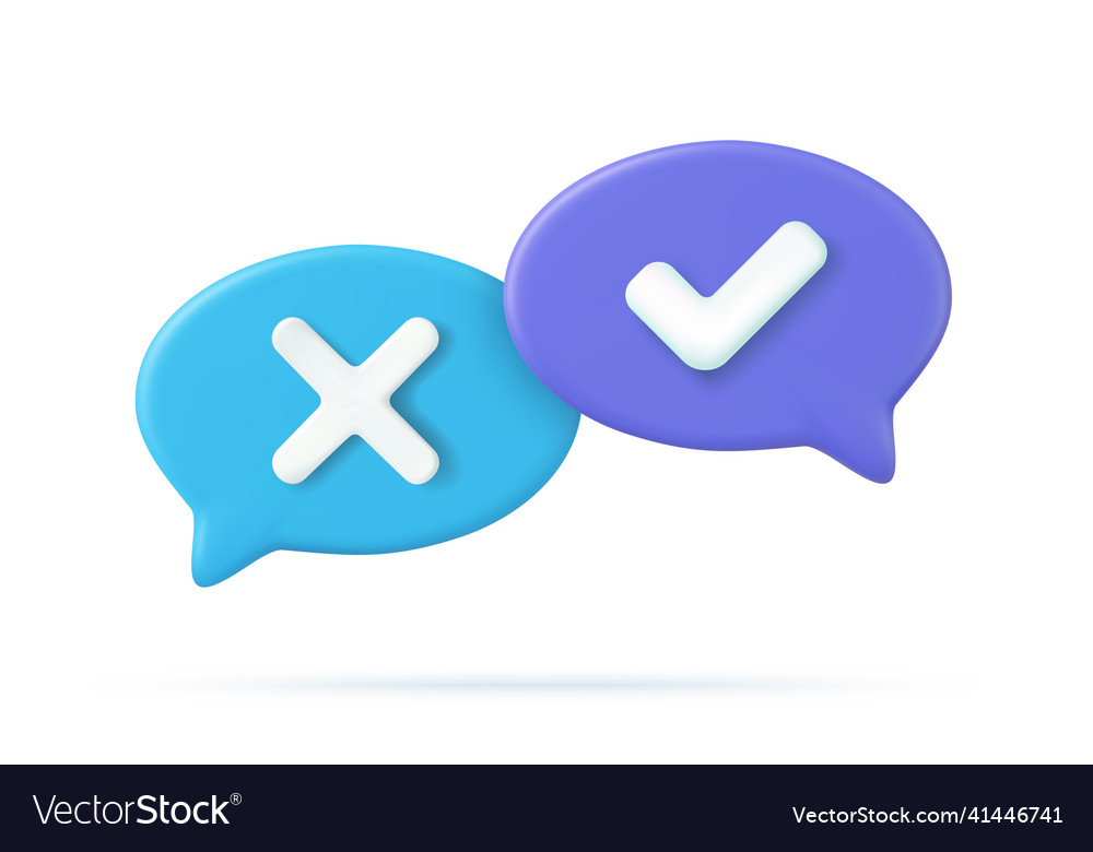 Tick check mark and cross mark symbols Royalty Free Vector