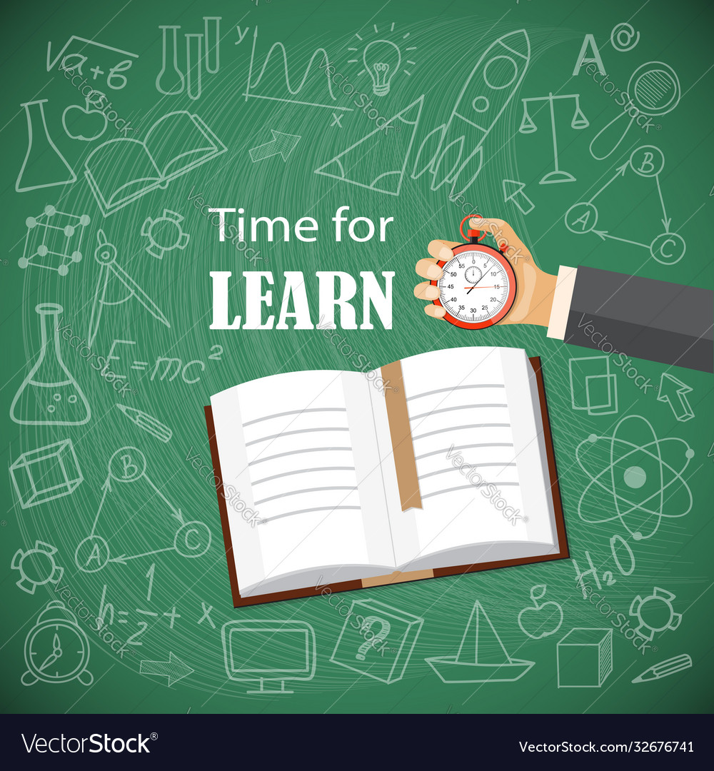Time for learn Royalty Free Vector Image - VectorStock