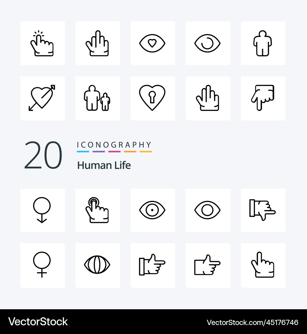 20 human line icon pack like dislike human hand Vector Image
