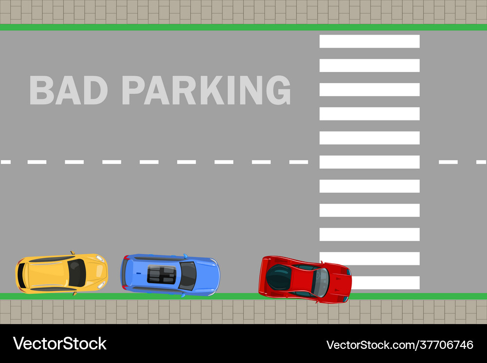 Bad parking car parked on crosswalk Royalty Free Vector