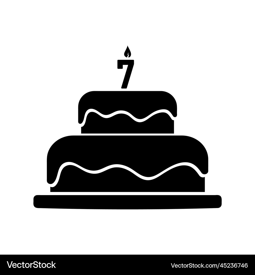 Birthday cake with number seven candle Royalty Free Vector