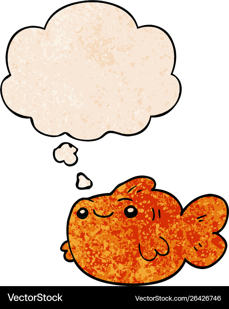 Cartoon fish and thought bubble in grunge texture Vector Image