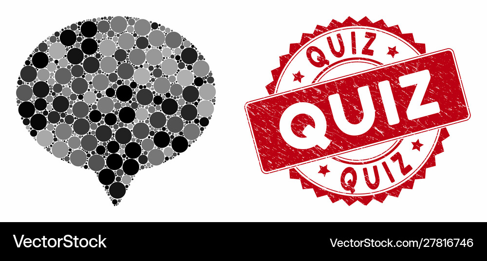 Collage hint with grunge quiz seal Royalty Free Vector Image