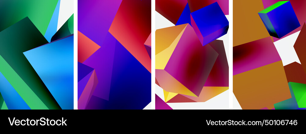Composition of 3d cubes and other geometric Vector Image