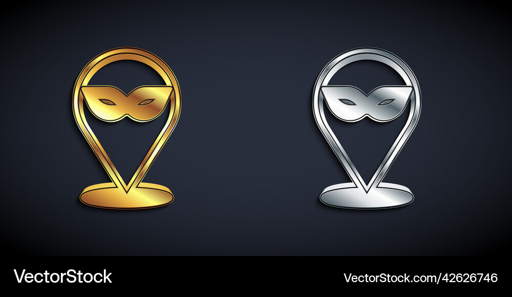 Gold and silver carnival mask icon isolated Vector Image