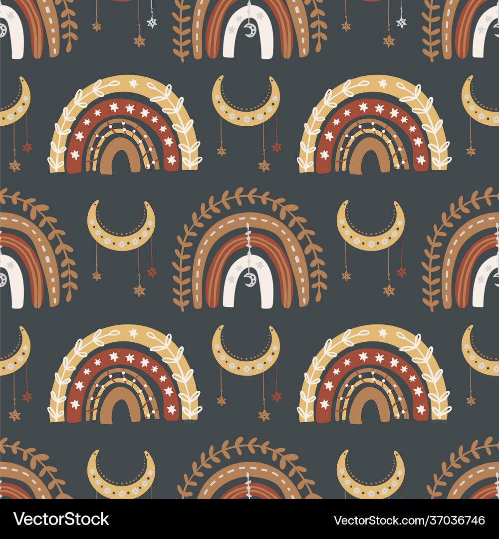 Kid rainbow child boho bohemian seamless pattern Vector Image