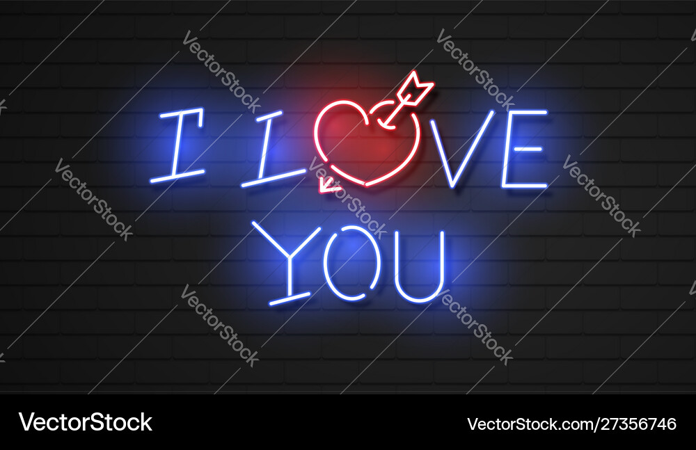Neon inscription love sign blue Royalty Free Vector Image