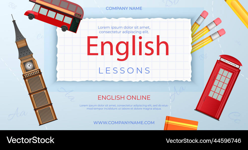 Realistic english lessons social media post Vector Image