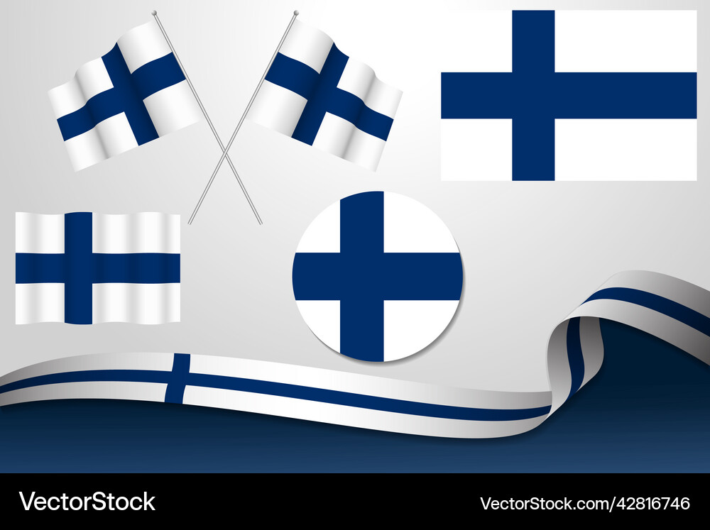 Set of finland flags in different designs Vector Image