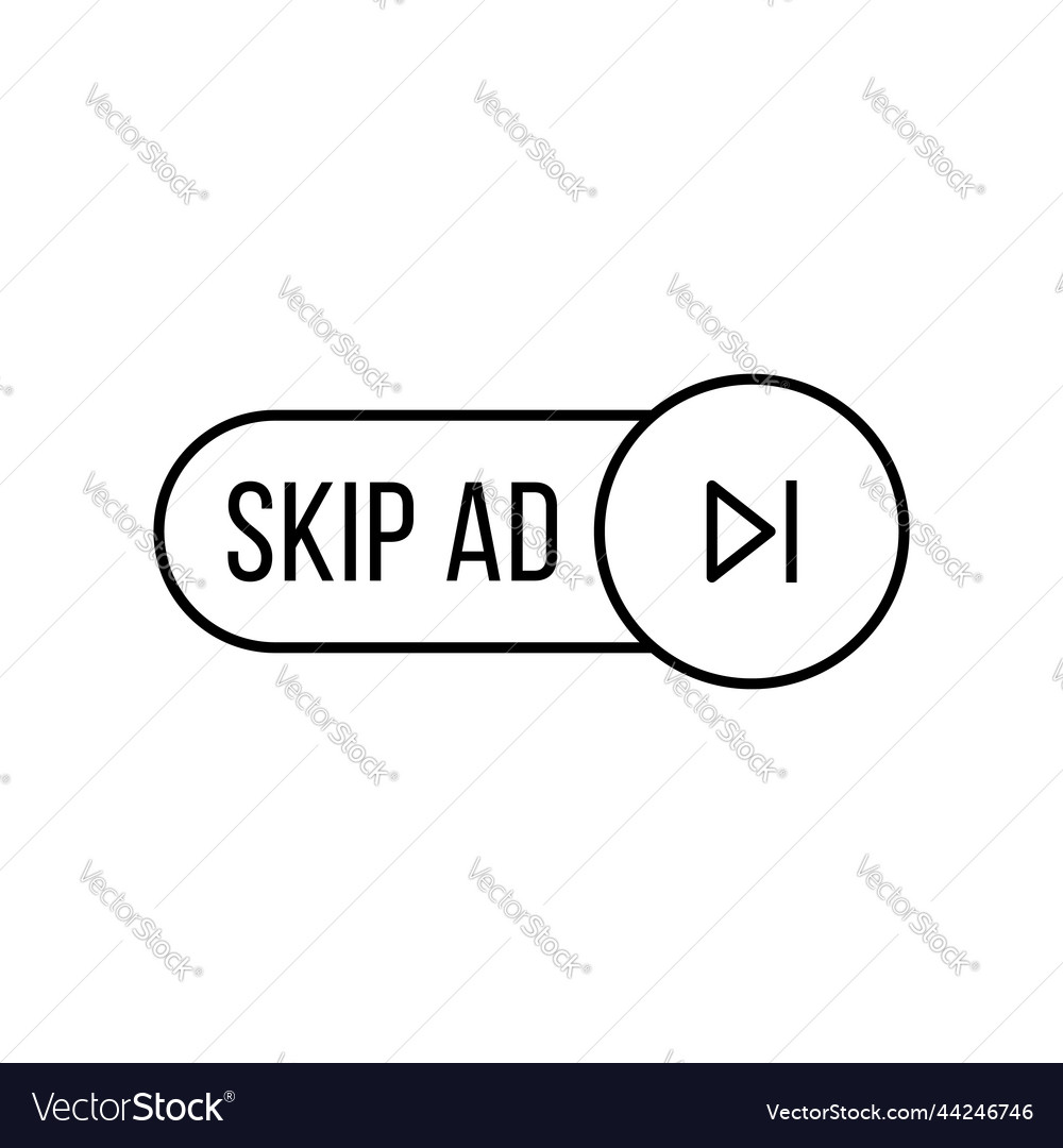 Thin line skip or stop ad simple button Royalty Free Vector