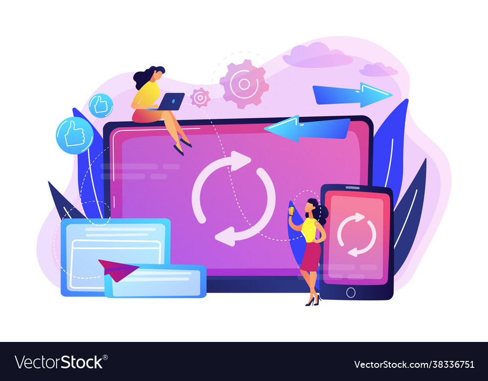 Cross-device syncing concept Royalty Free Vector Image