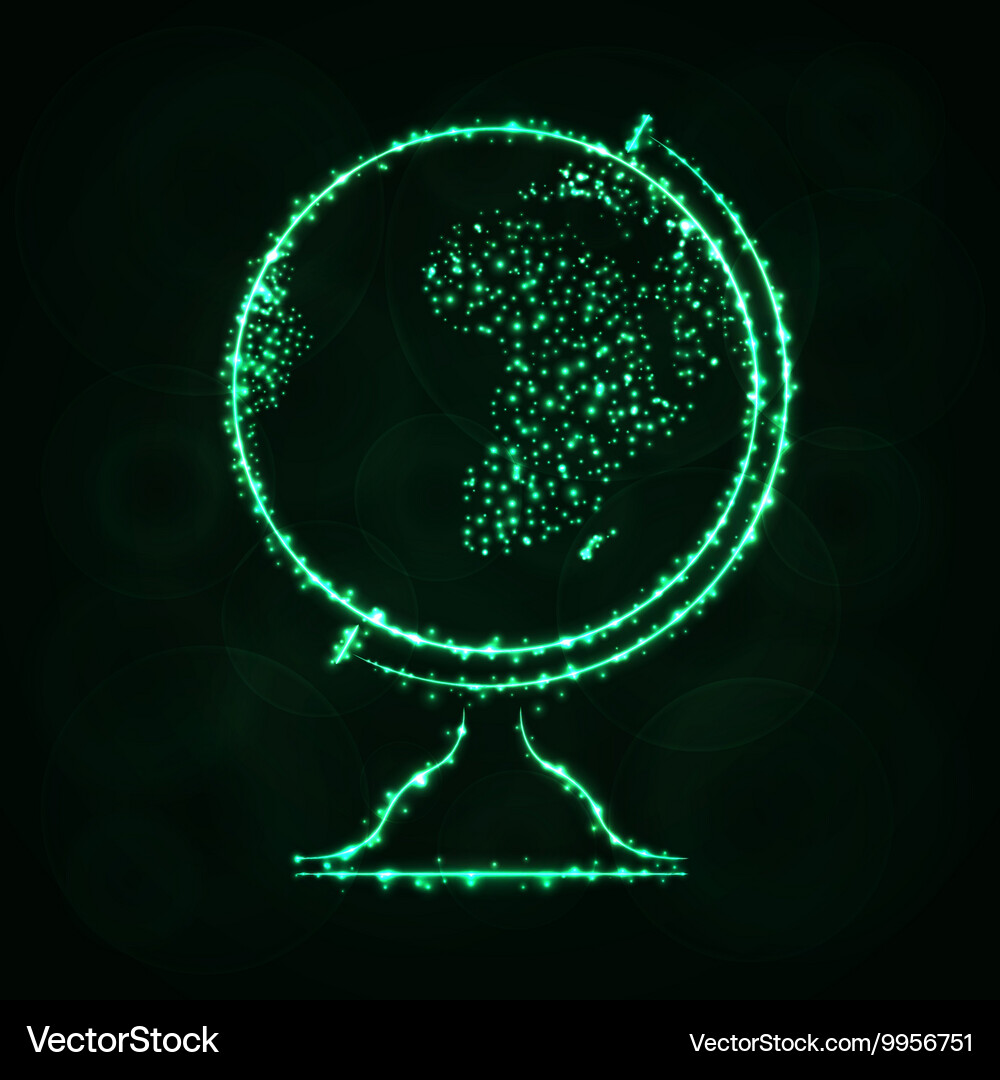 Globe silhouette of lights on dark background Vector Image