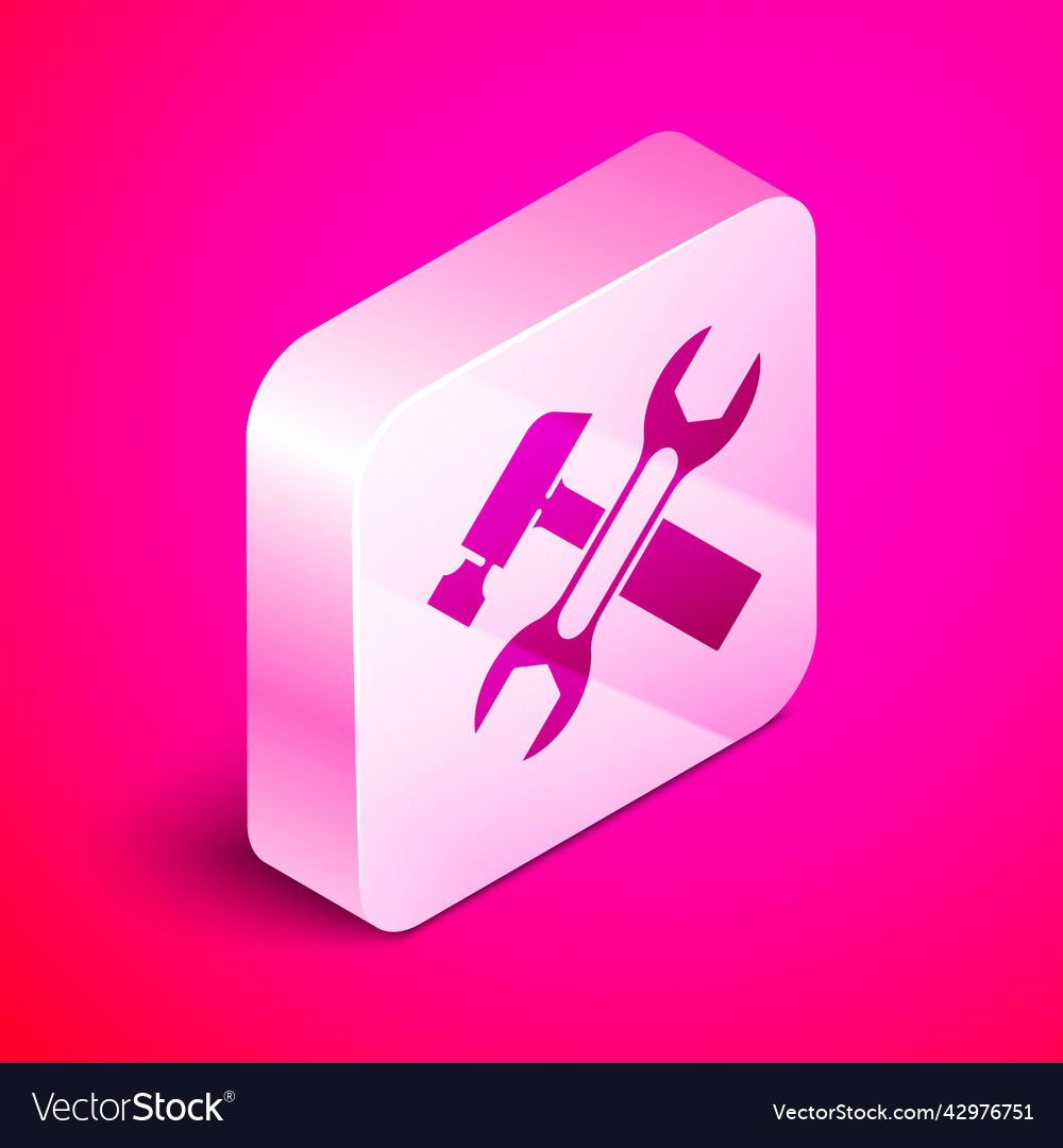 Isometric crossed hammer and wrench spanner icon Vector Image Isometric crossed hammer and wrench spanner icon Vector Image