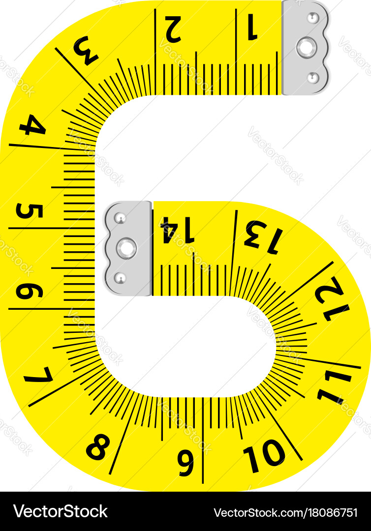 Number six ruler icon cartoon style Royalty Free Vector