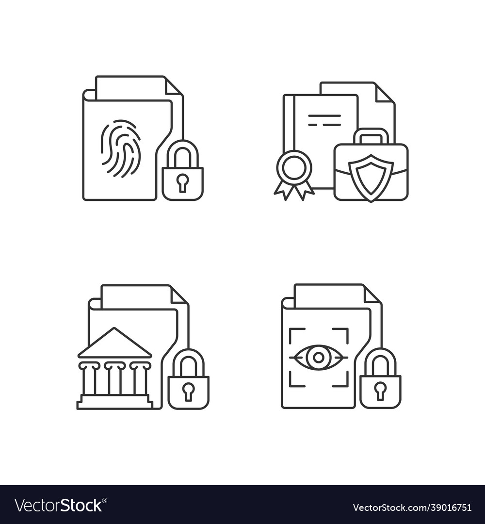 Personal sensitive data linear icons set Vector Image