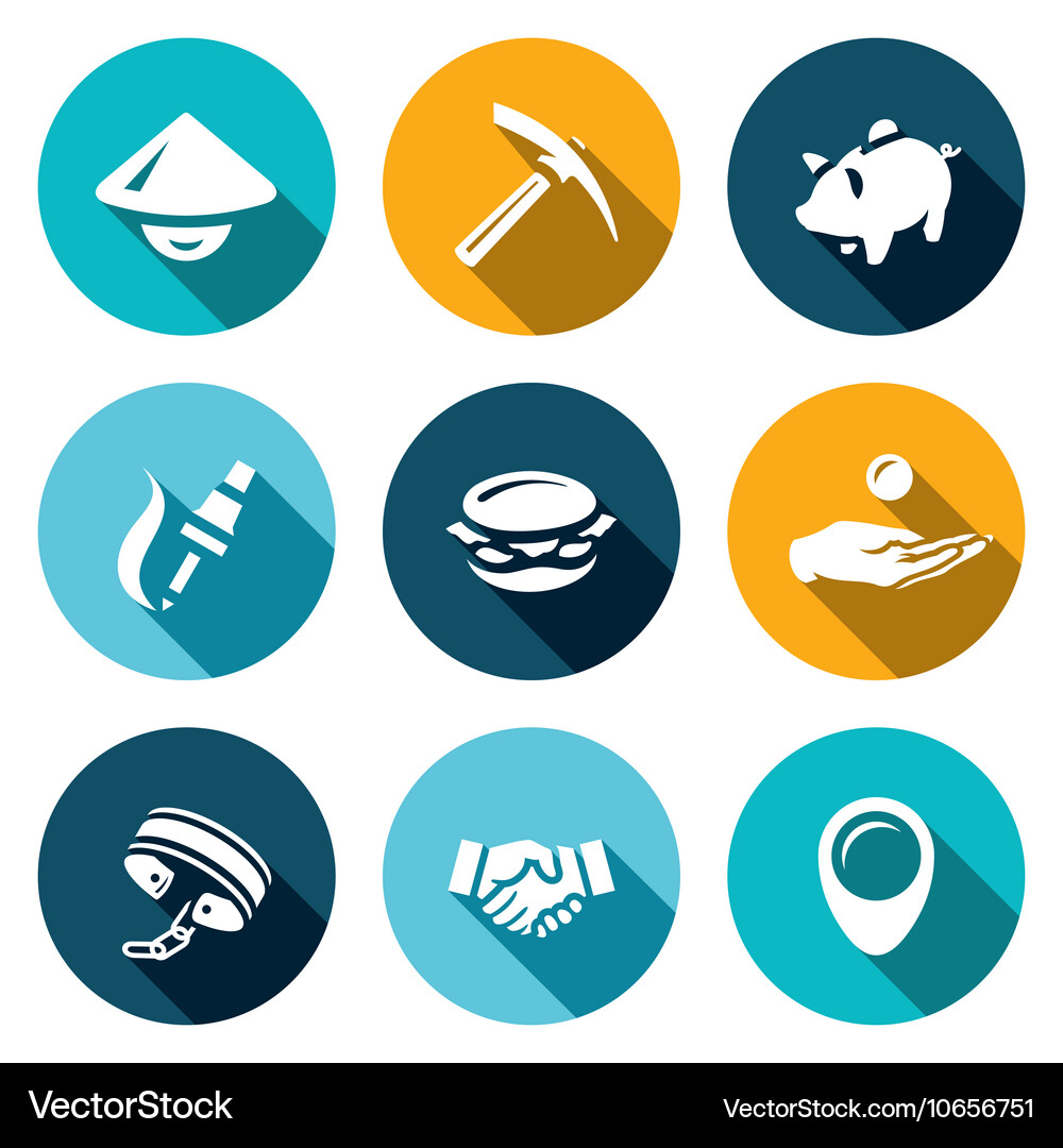Set of cheap labor icons worker tool Royalty Free Vector