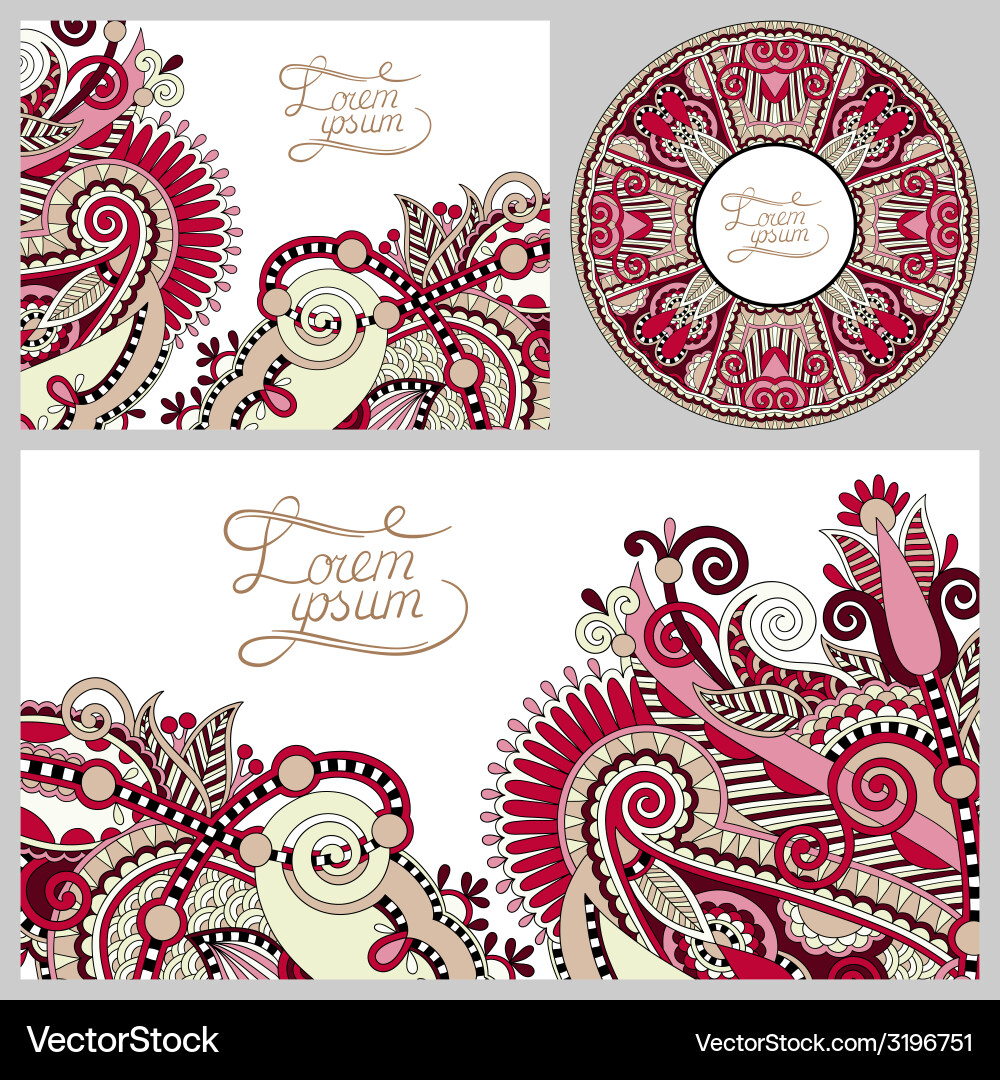 Set of floral decorative background template frame