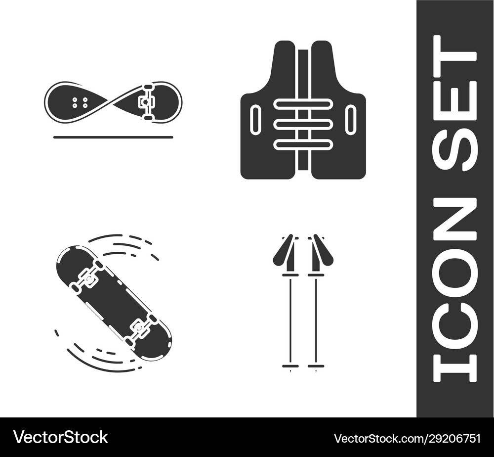 Set ski poles skateboard trick skateboard trick Vector Image