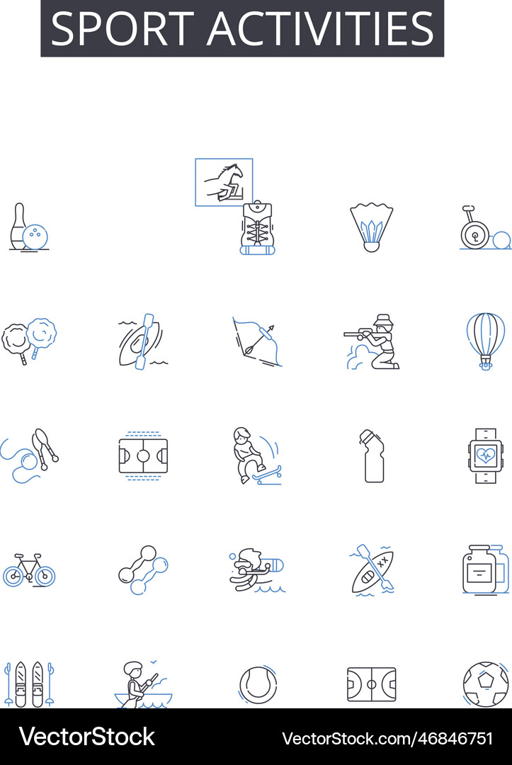 Sport activities line icons collection exercise Vector Image