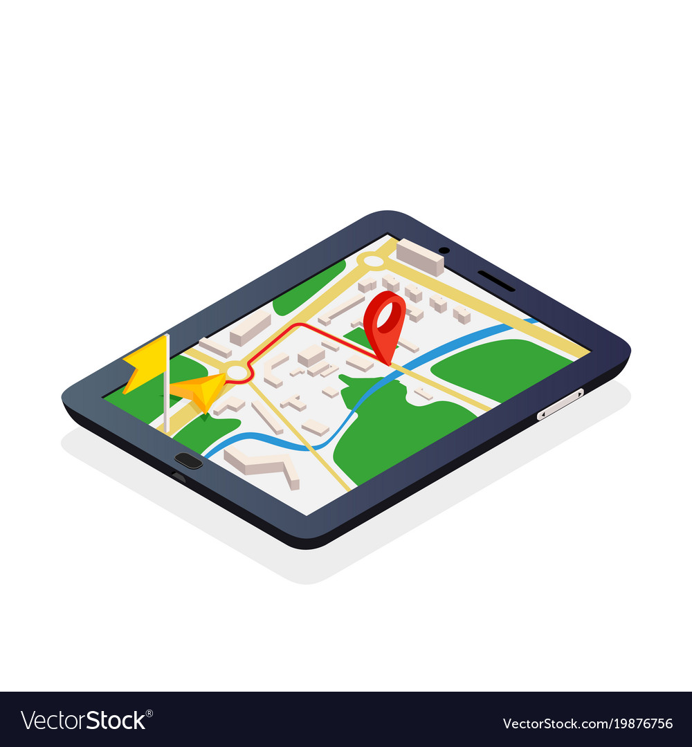 3d Isometric Mobile Gps Navigation Concept Vector Image