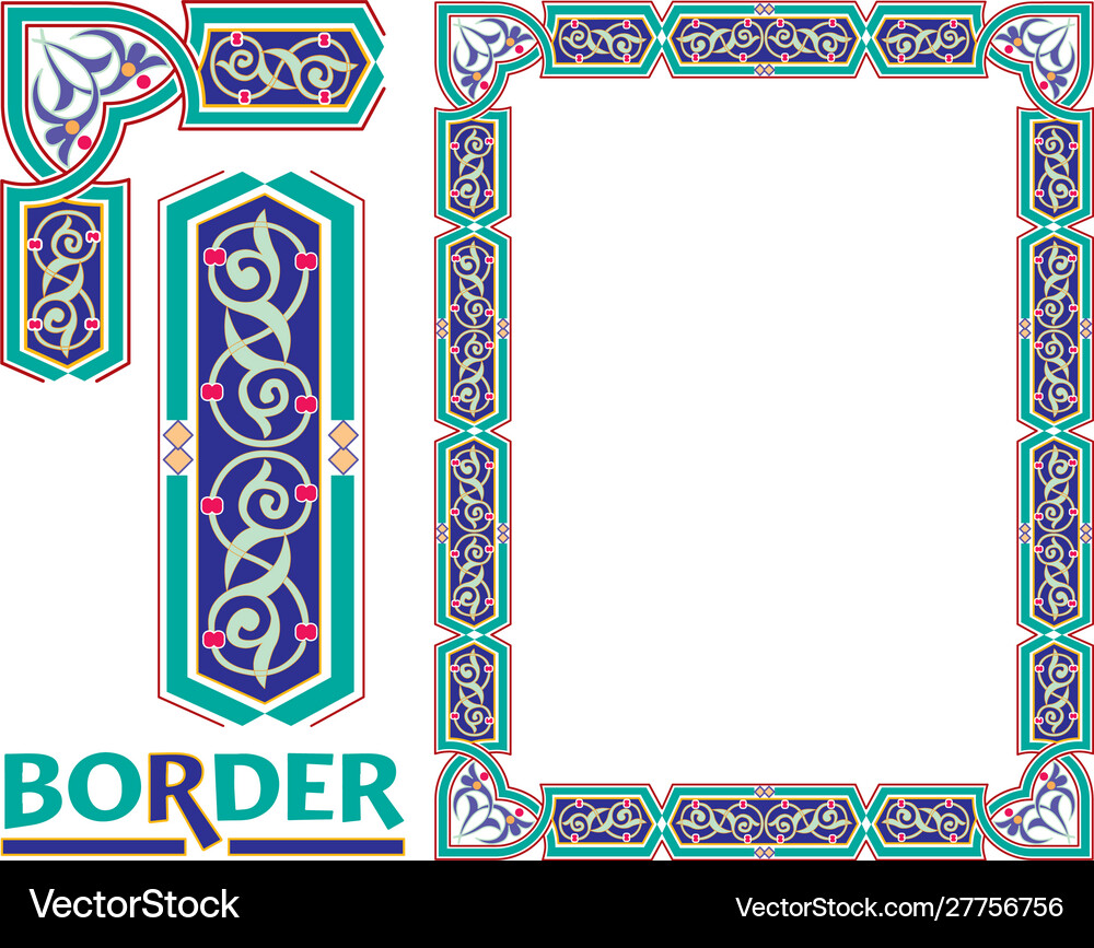 Arabesque borders - tiled frame in plant leaves Vector Image