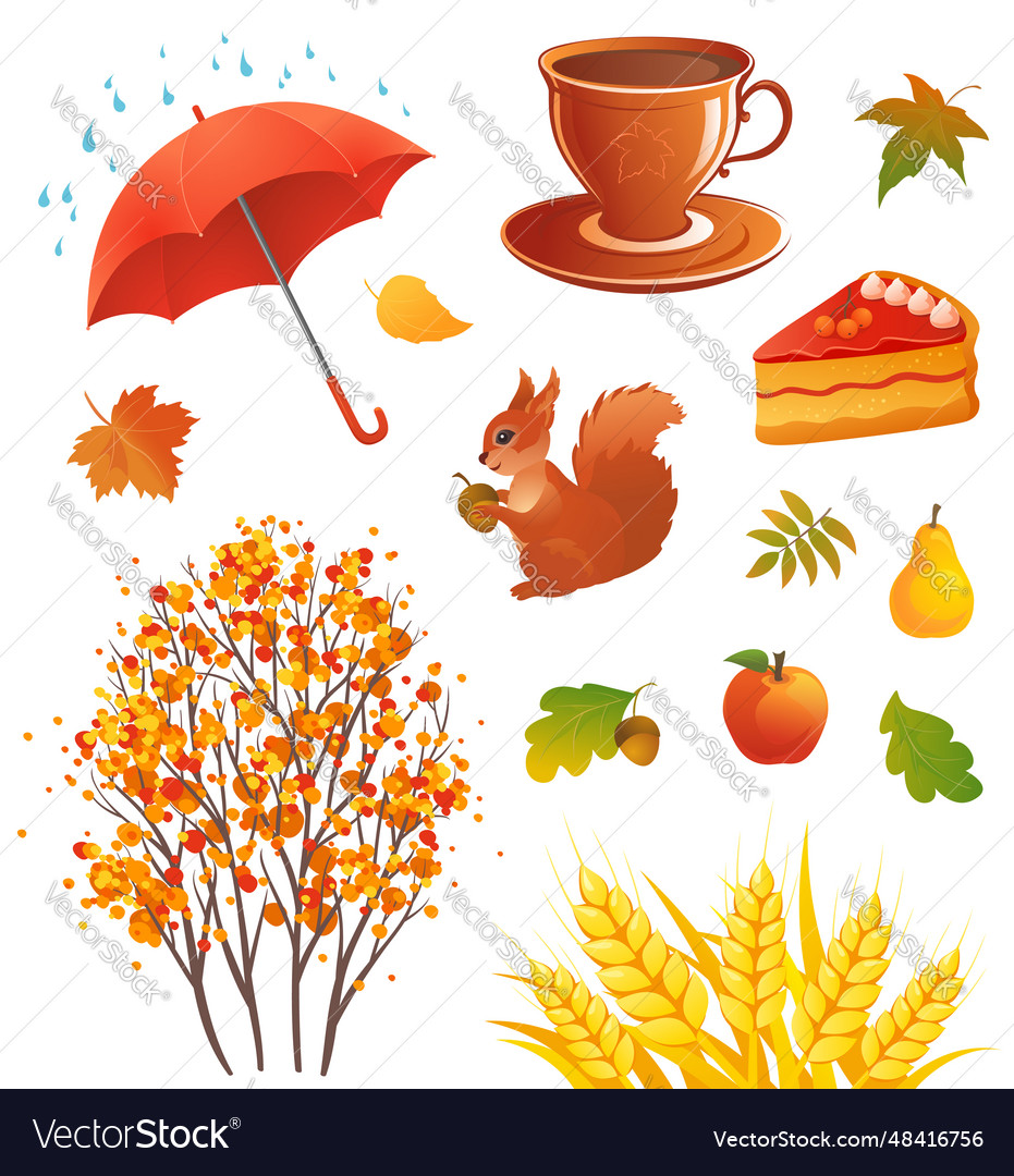 Autumn objects Royalty Free Vector Image - VectorStock