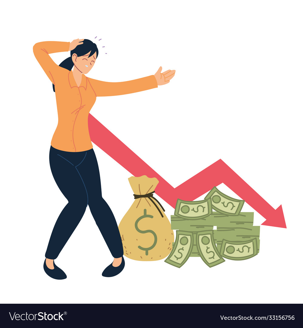 Businesswoman cartoon with headache and decrease Vector Image